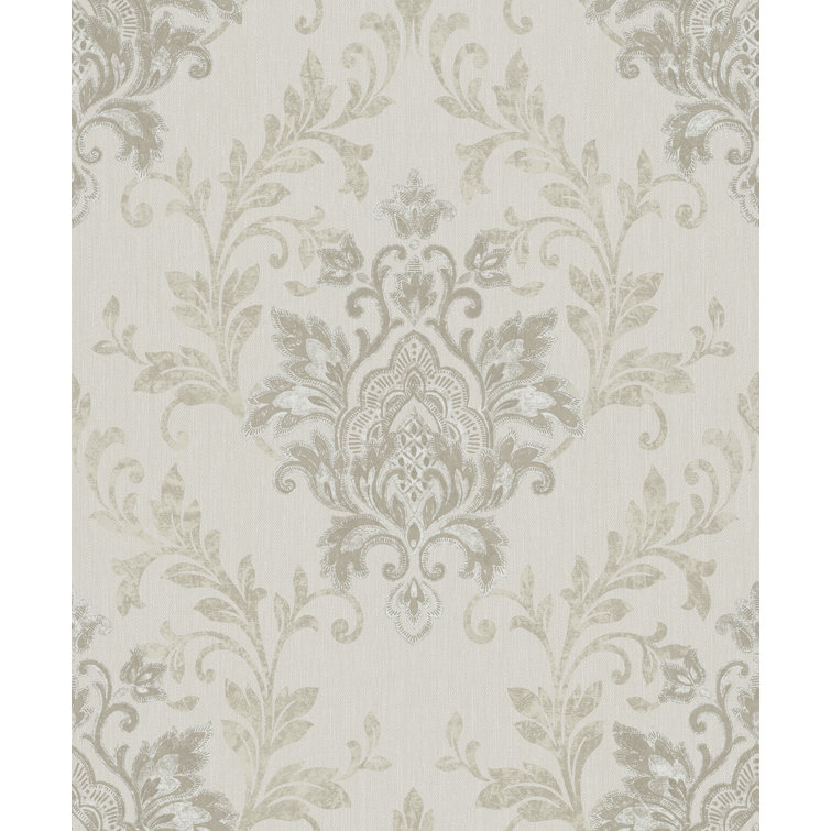 Galerie Wallcoverings Serene Collection Metallic Ornamental Damask Design 33' L x 21" W ...